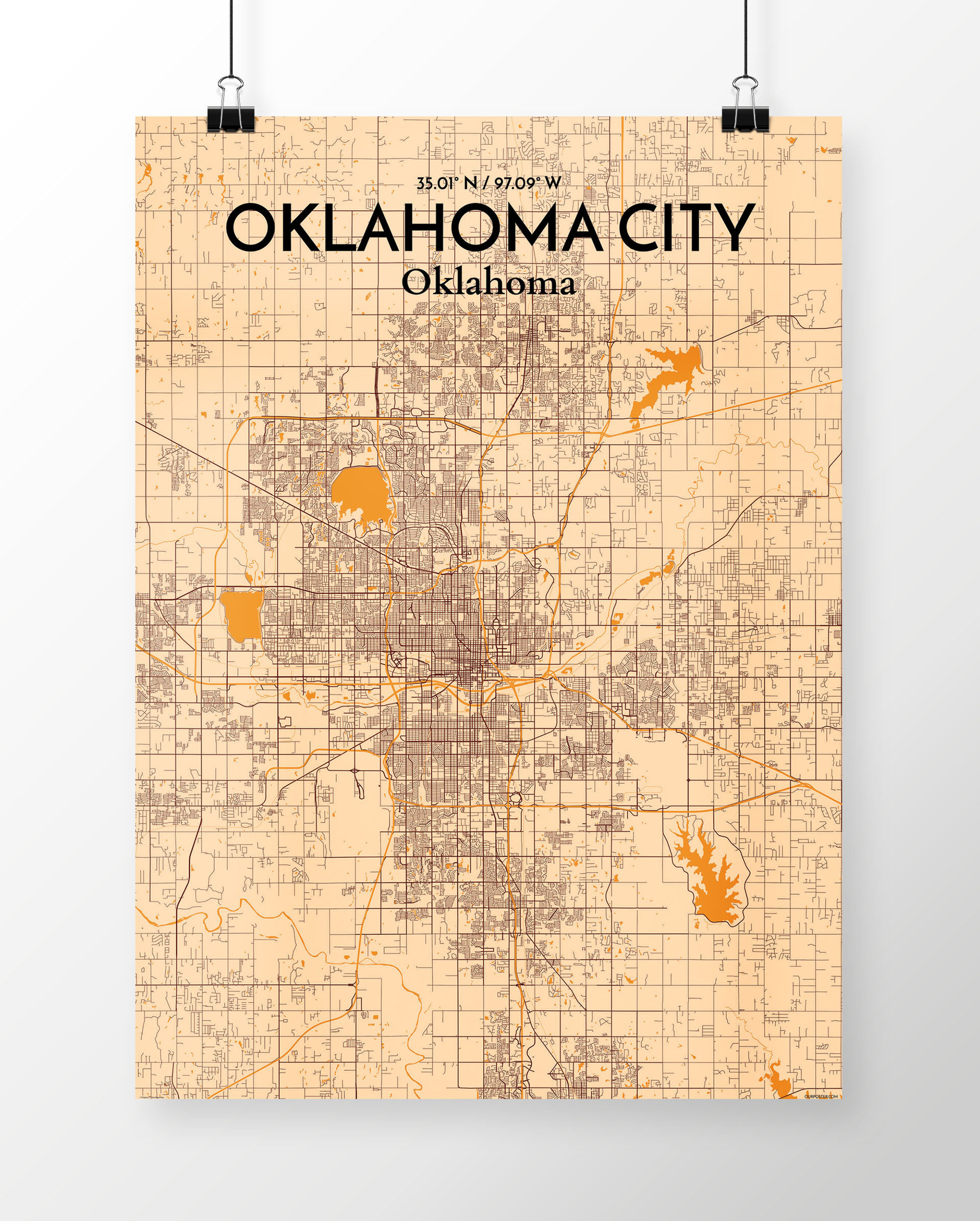Wrought Studio™ 'Oklahoma City Map' Graphic Art Print Poster in Light ...