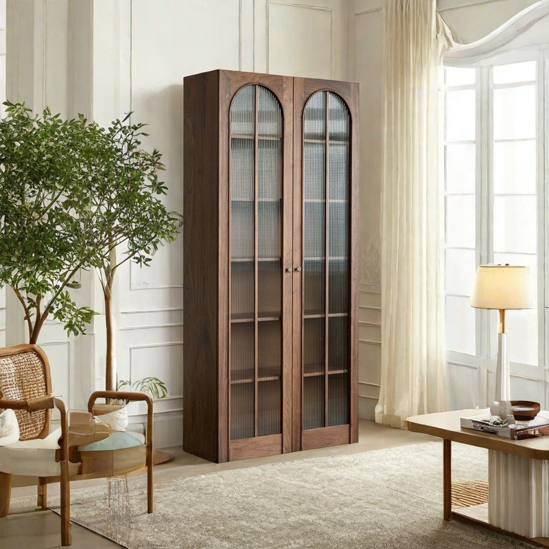 Parttlion Light luxury glass locker Solid wood bookcase | Wayfair