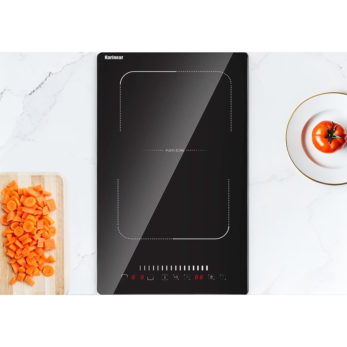 Karinear 2 Burner Induction Cooktop 12 Inch 3500W Flexible zones | Wayfair
