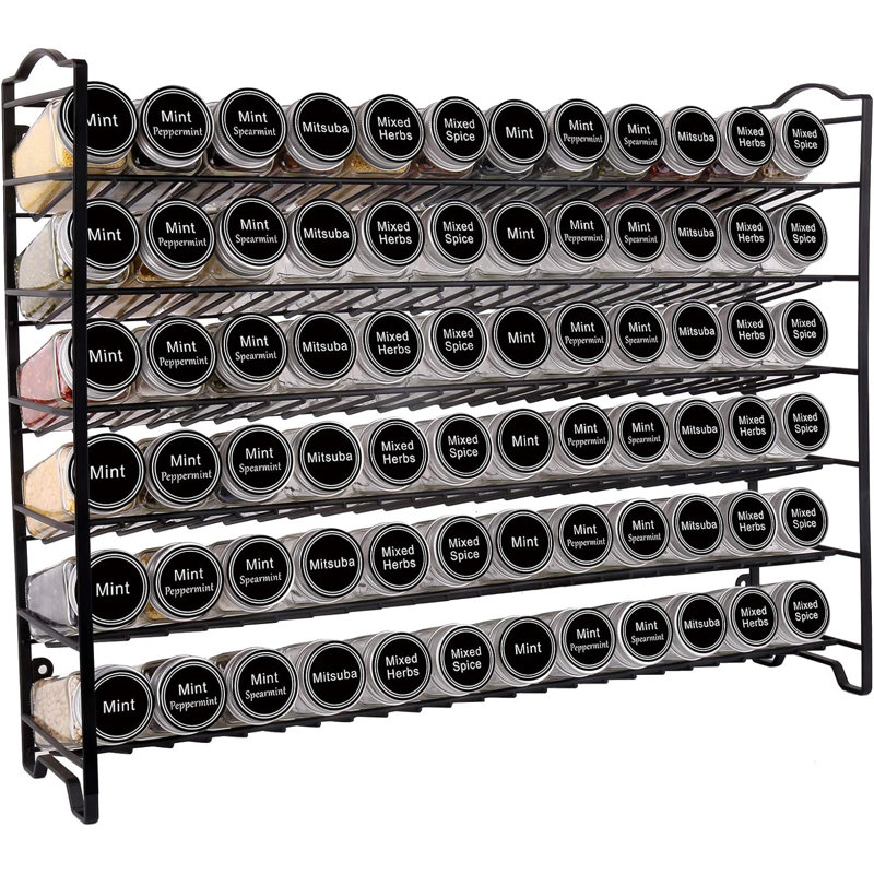 Fish hunter Spice Rack Organizer With 72 Empty Square Spice Jars, 340 ...
