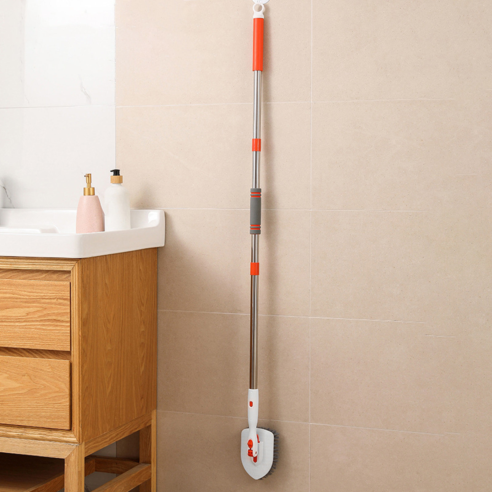 Symple Stuff Bathroom Cleaning Brush with 24-53-Inch Long Handle Shower ...