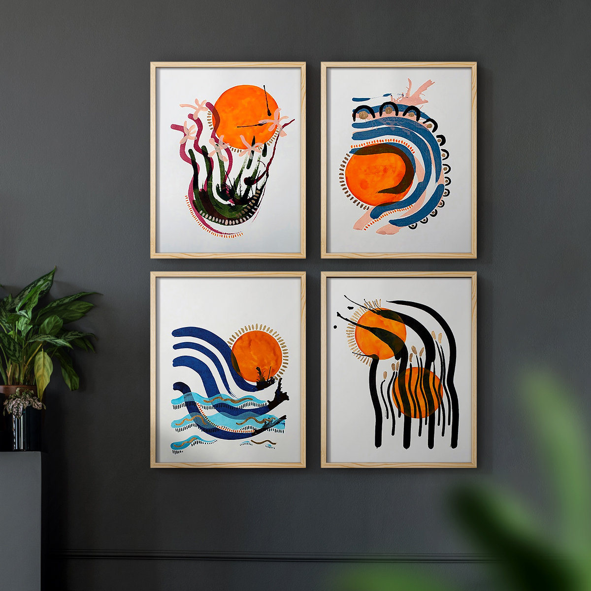 Wrought Studio™ Earth Etching I Framed Print - Set of 4 | Wayfair