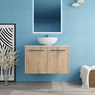 Ebern Designs Beber 30'' Wall Mounted Single Bathroom Vanity with ...