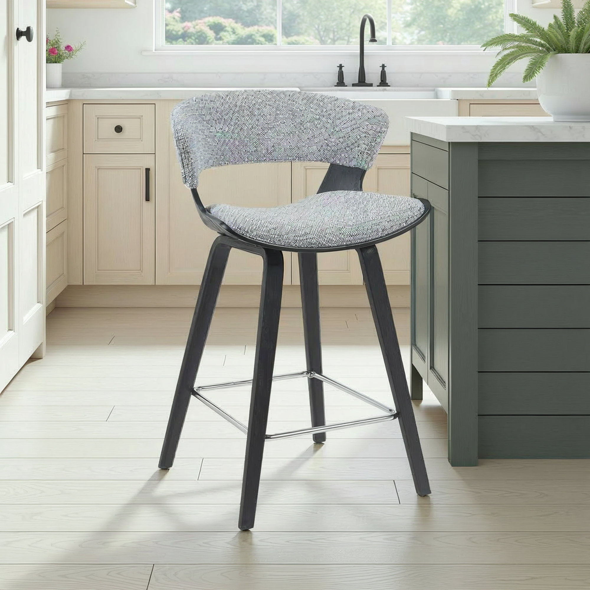 Armen Living Allon Modern 26" Counter Height Bar Stool with Open Back ...