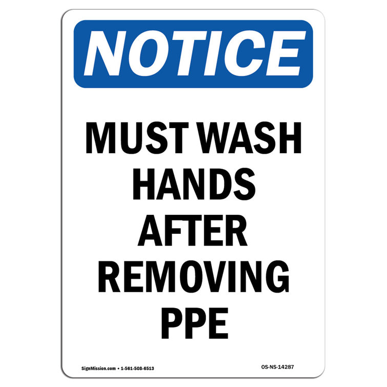 SignMission Must Wash Hands After Removing PPE Sign | Wayfair