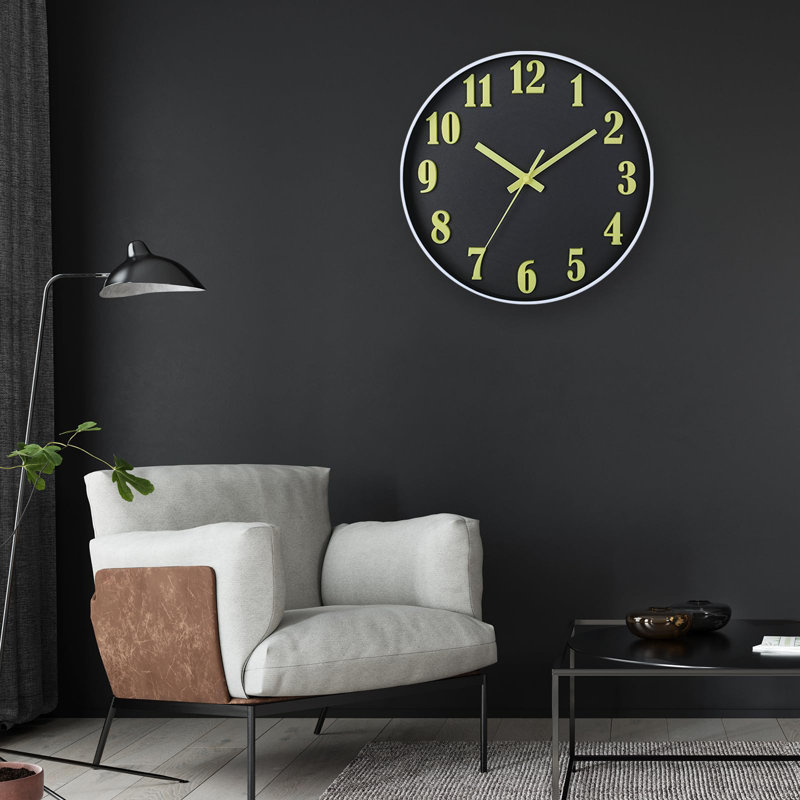 Latitude Run® Luminous Wall Clock Glow In The Dark,Modern Wall Clocks ...