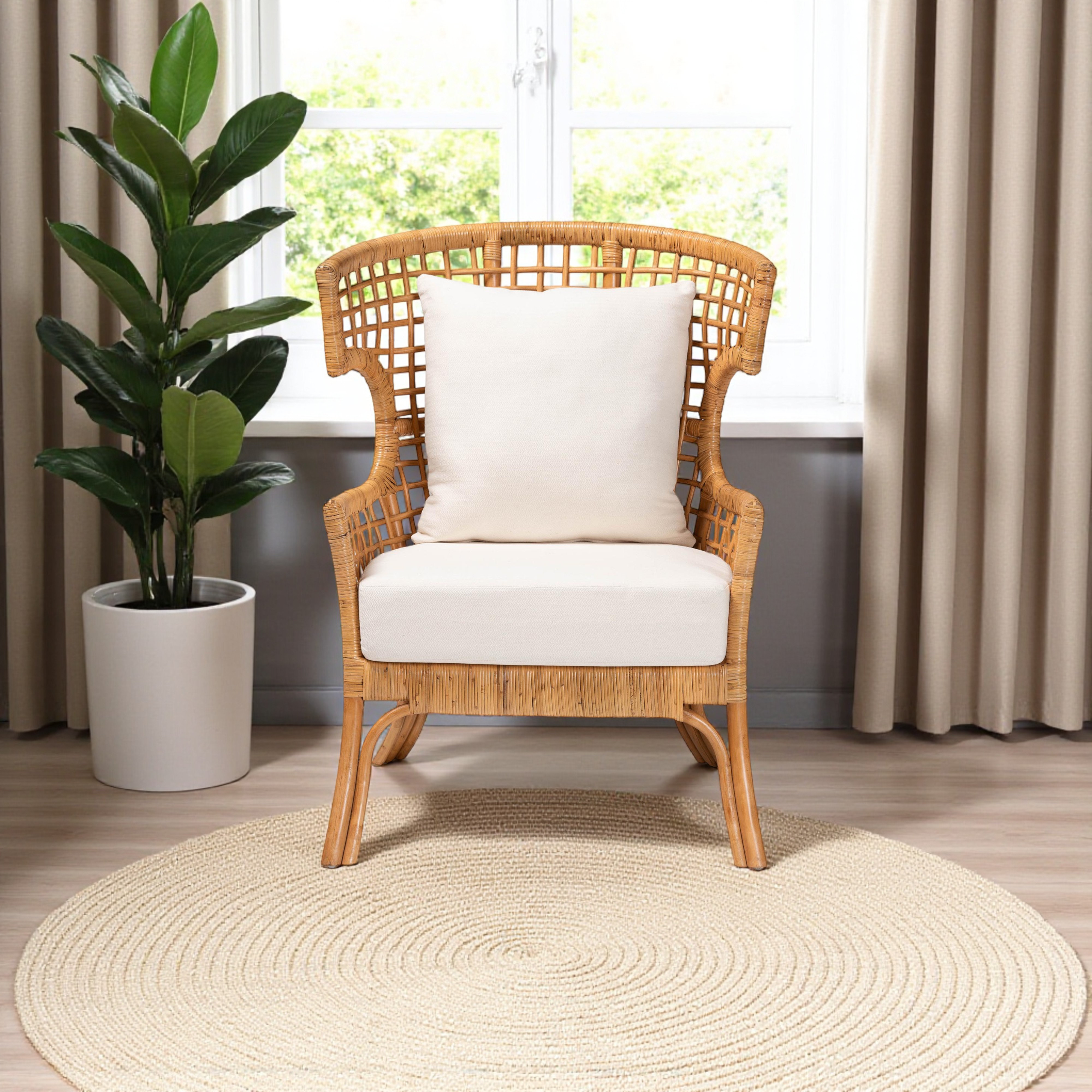 Dakota Fields Stance bohemian light honey rattan arm chair | Wayfair