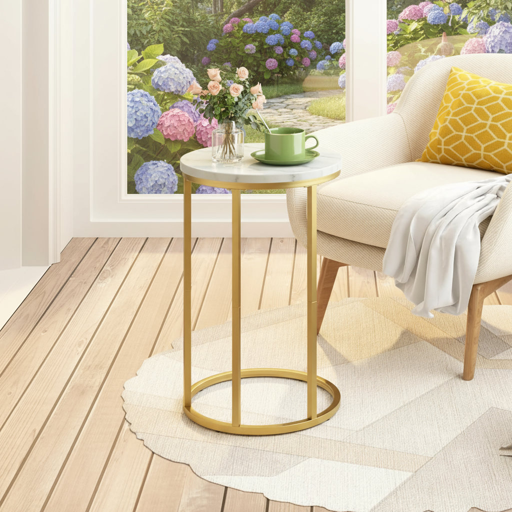 17 Stories Dark Black, This Double-Layered Round Corner Table Features ...