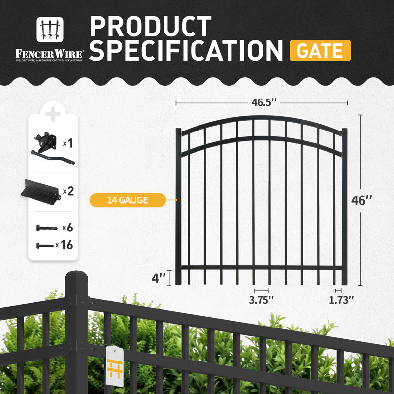 Fencer Wire Heavy Duty Arched Decorative Fence Gate with Gate Lock ...