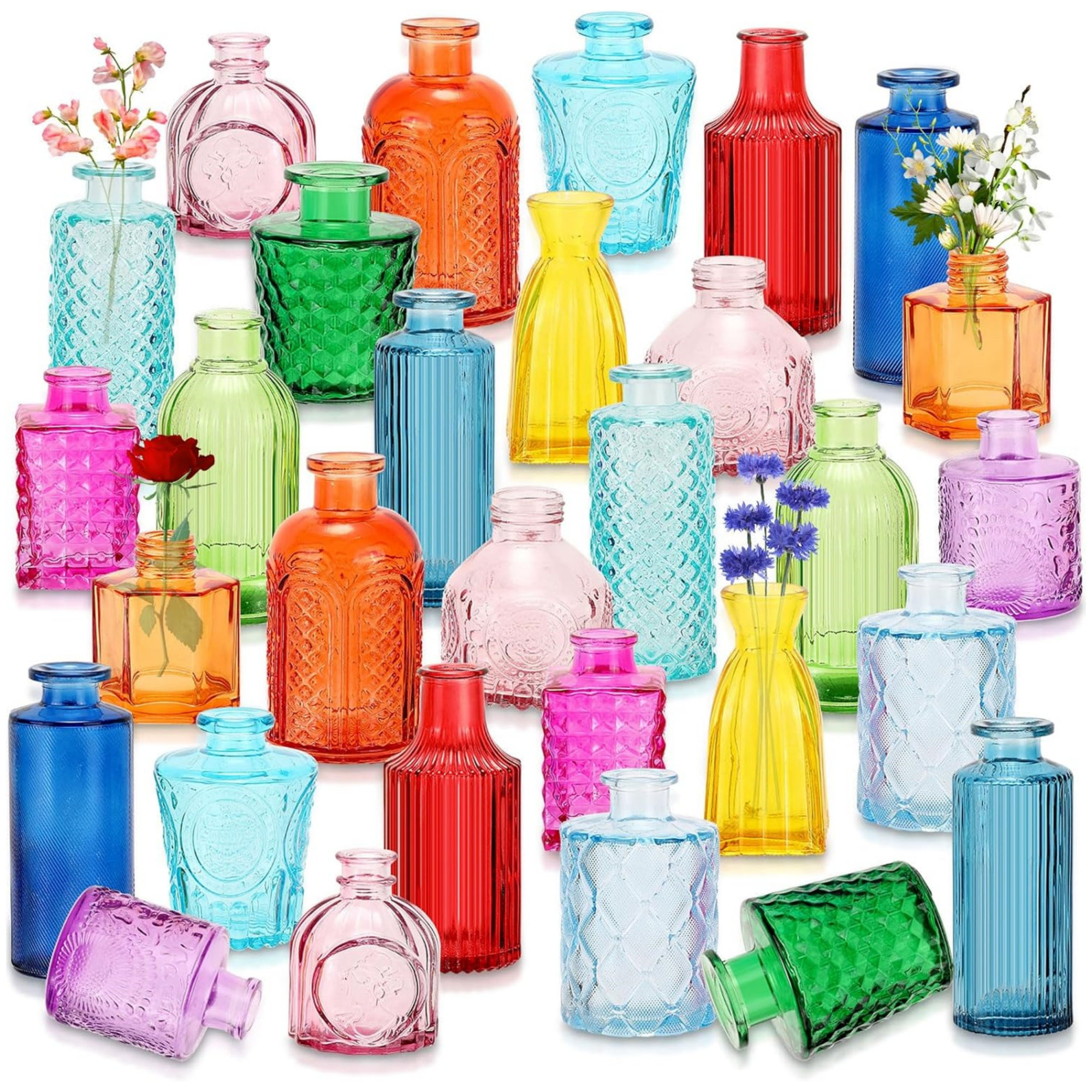 Bungalow Rose 30 Pieces Vases Bulk Colored Flower Glass Vases Bud ...