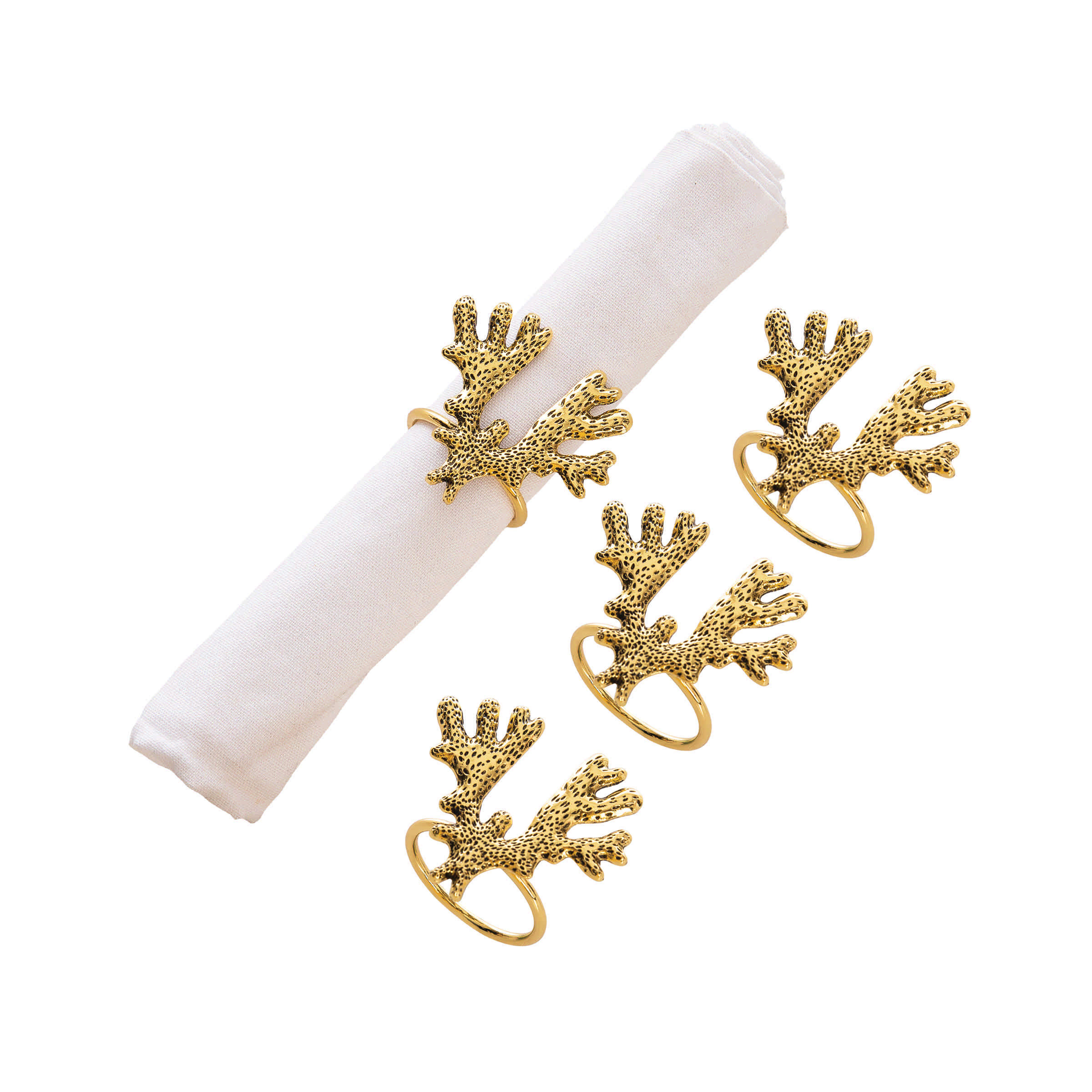 Highland Dunes Gold Coral Napkin Rings Set of 4 | Wayfair