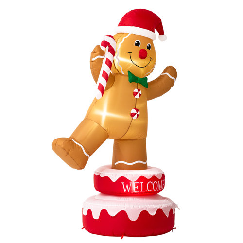 Glitzhome Lighted Rotating Gingerbread Man Inflatable | Wayfair