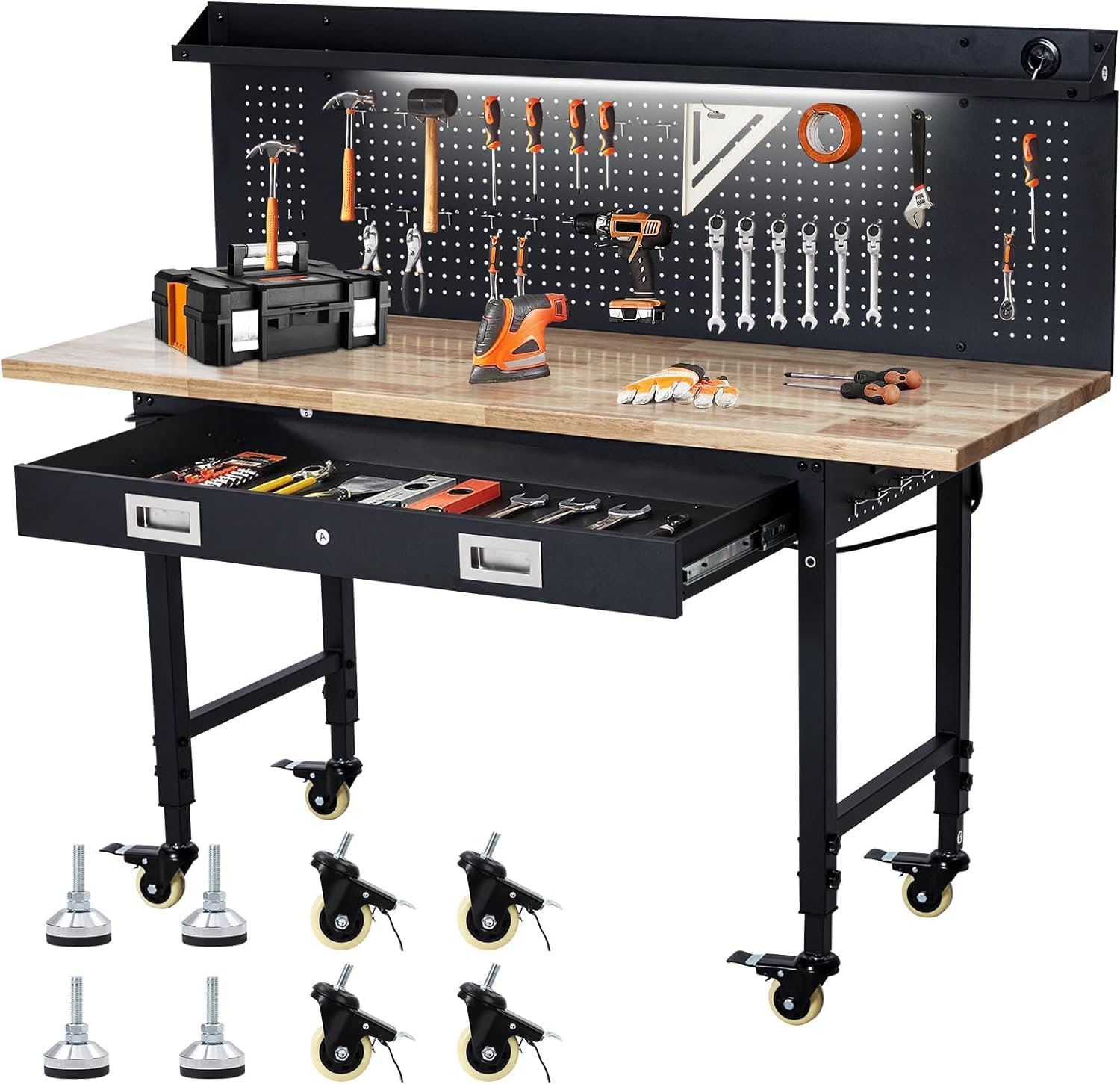 WFX Utility™ 60" Heavy Duty Workbench, 31.6"-39.5" Adjustable Height ...