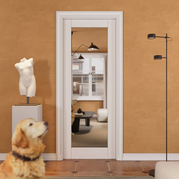 ARK DESIGN Interior mirrored Pocket Doors White Sliding Door With ...