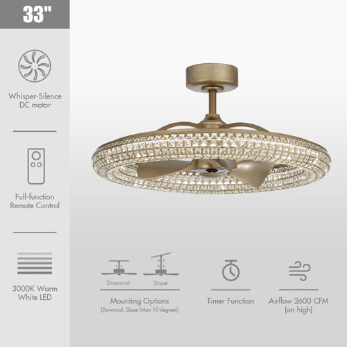 ParrotUncle 33'' Ceiling Fan with LED Lights & Reviews | Wayfair