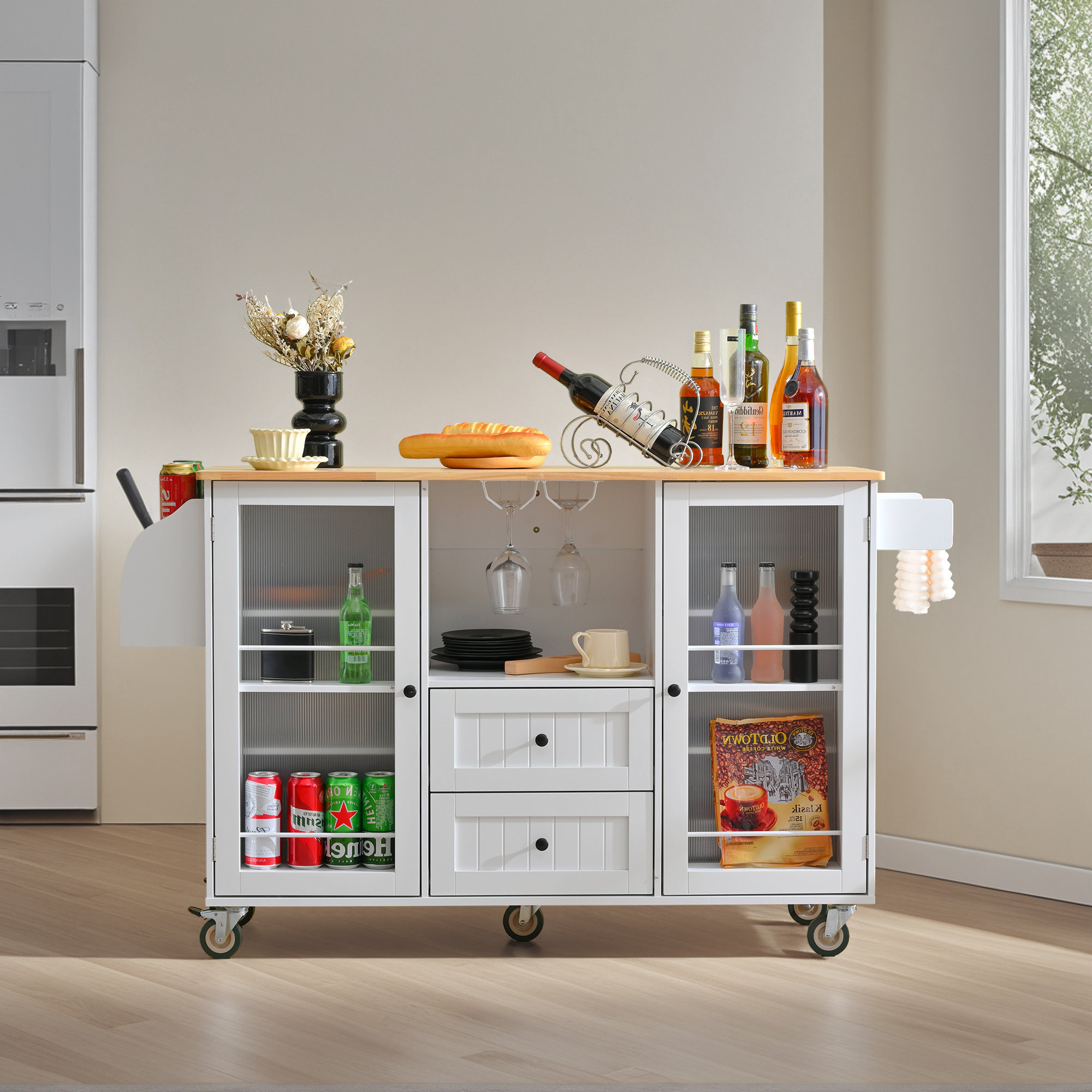 Lark Manor Rolling Kitchen Island ,wooden Kitchen Storage Trolley Cart ...