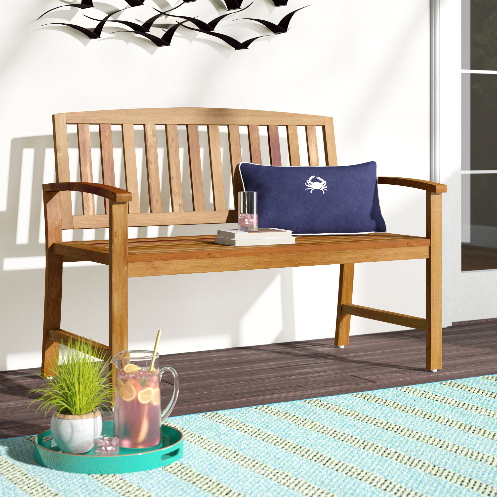 Highland Dunes Royce Wooden Garden Bench & Reviews | Wayfair