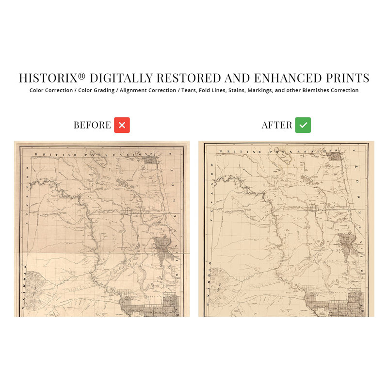 Williston Forge 1872 Dakota Territory Map - Vintage Map Of South Dakota ...