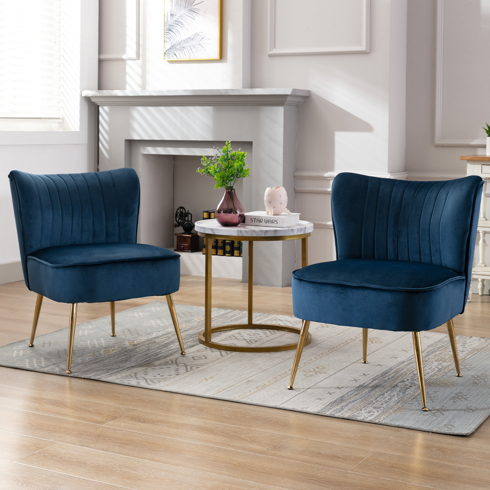 Mercer41 Latwanna 22.5'' Wide Velvet Slipper Chair Accent Chairs Modern ...