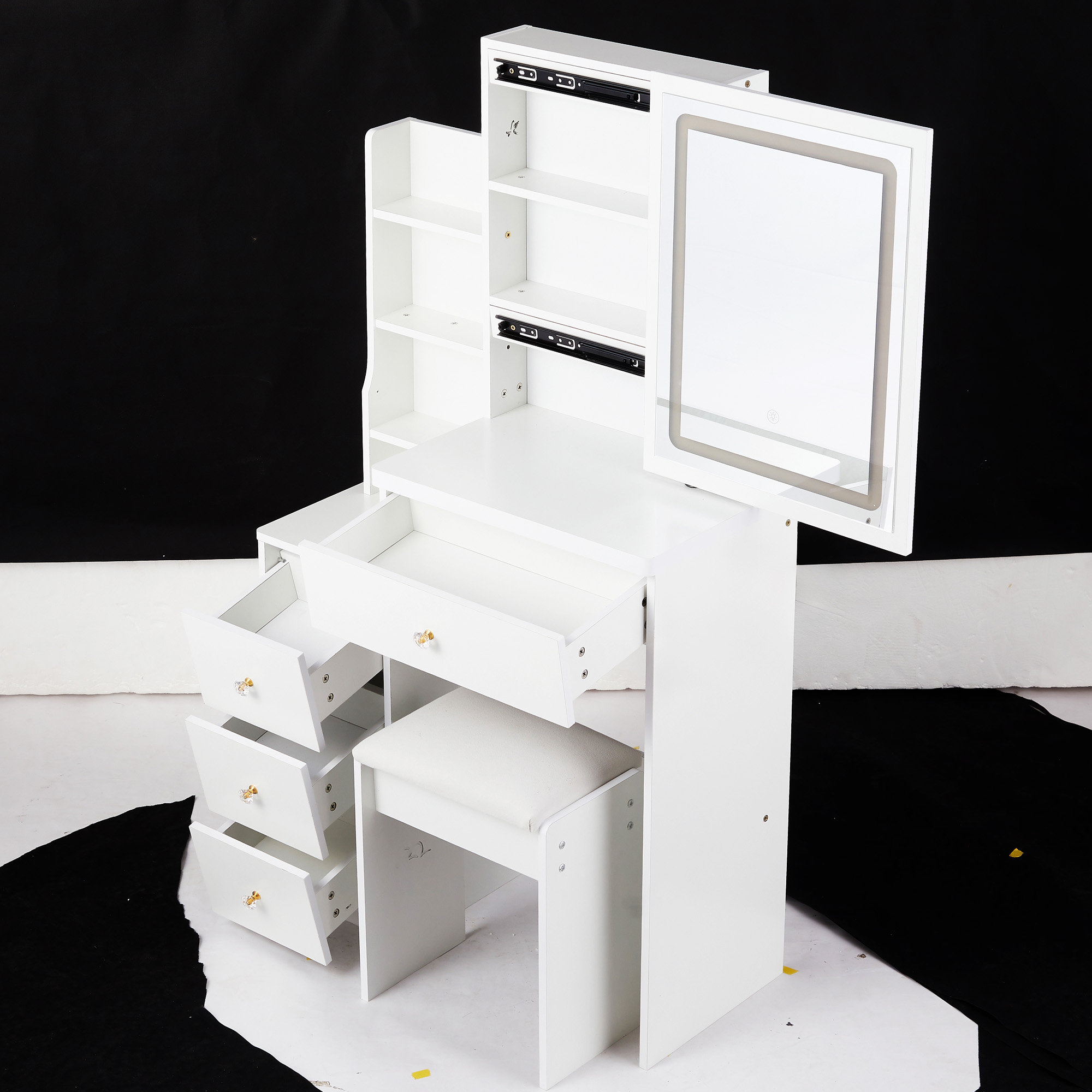 Latitude Run® 29.2" Small Size Left Bedside Cabinet Vanity Table ...