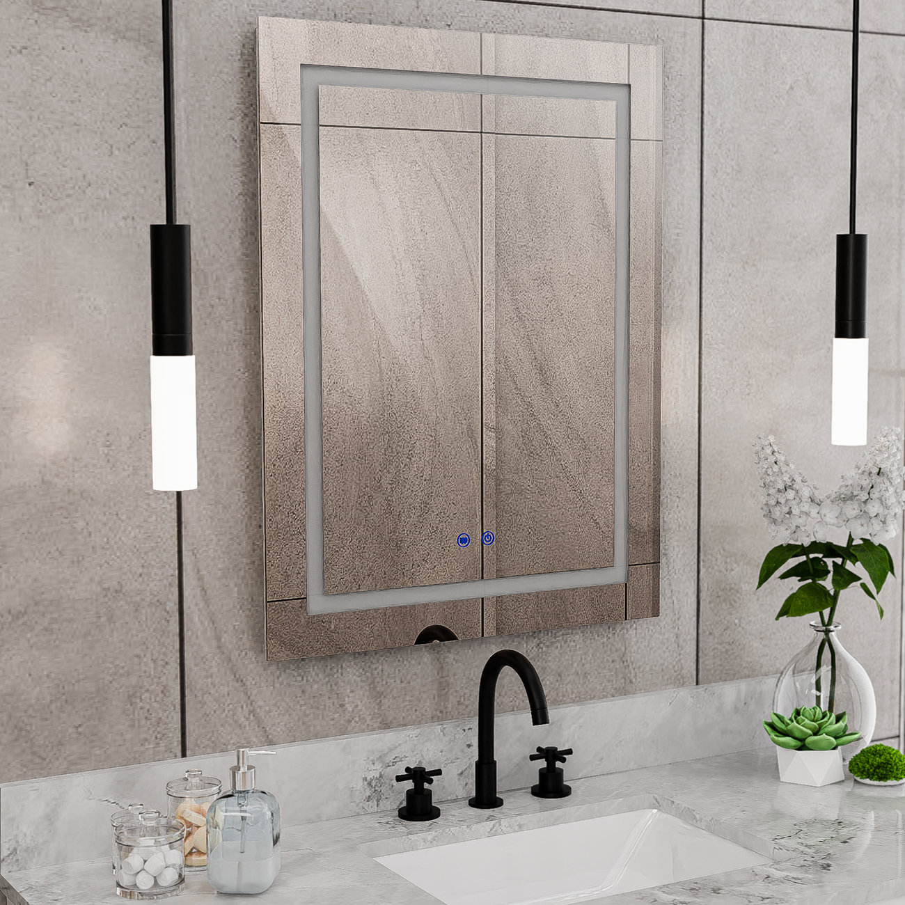 DreamLine Brilliance 32 in. H x 24 in. W Rectangular Light-up Mirror ...