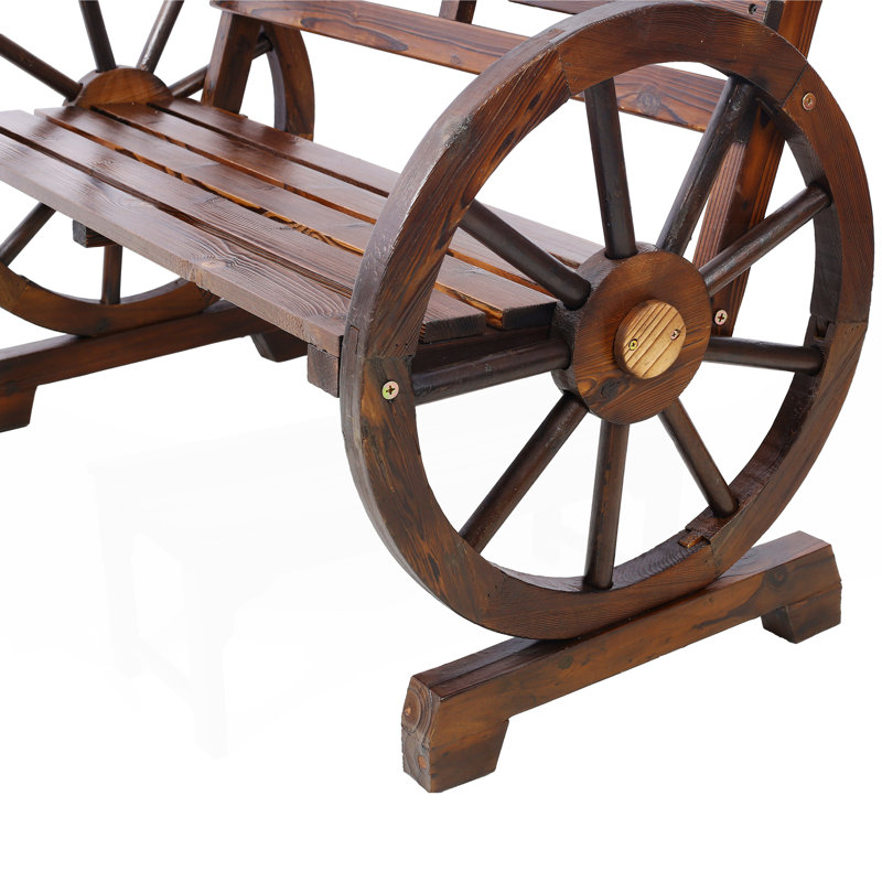 Ophelia & Co. 2-Person Wooden Wagon Wheel Bench | Wayfair