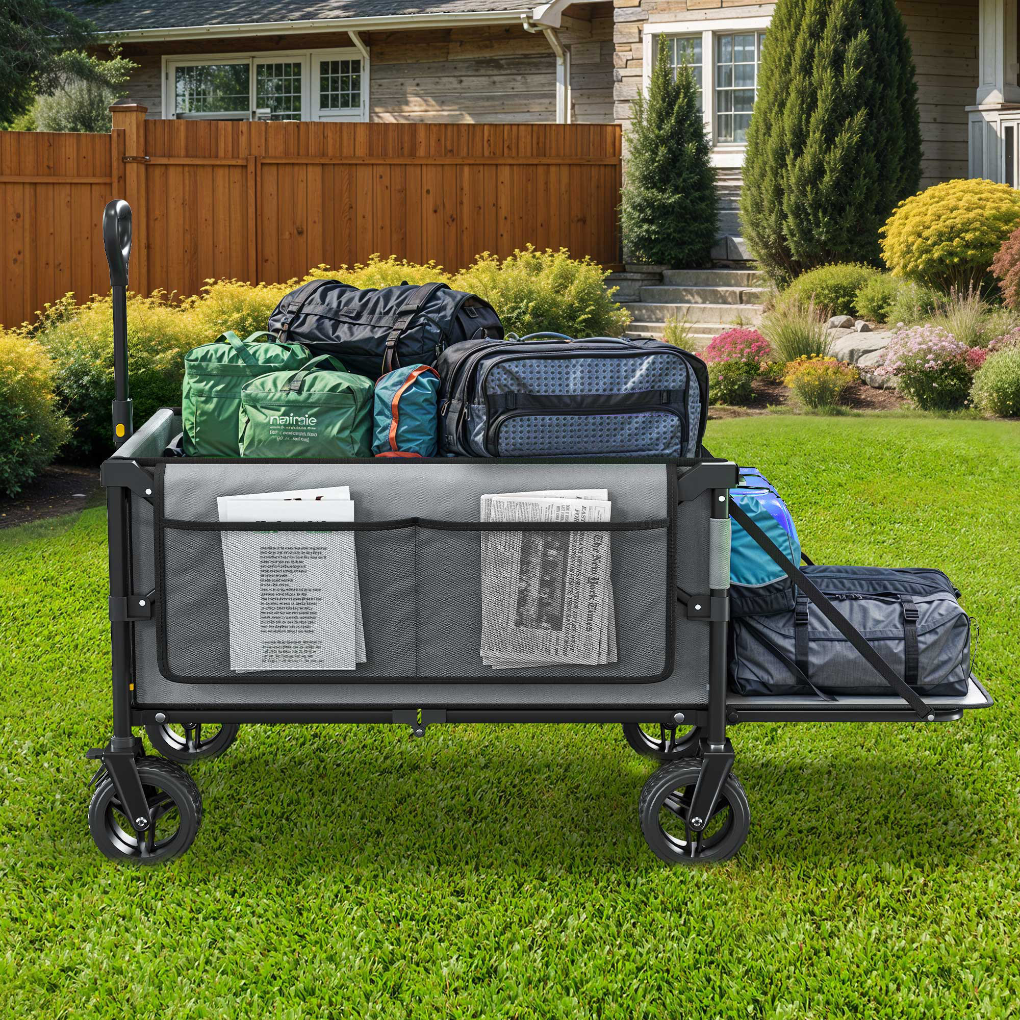 Edrosie Inc Large Grey Foldable Wagon Cart With Expanded Tailgate | Wayfair