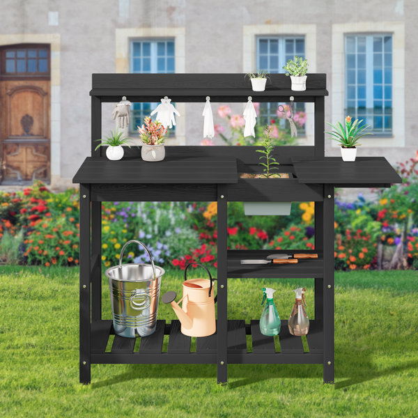Arlmont & Co. High Density Polyethylene Ourdoor Garden Potting Bench ...