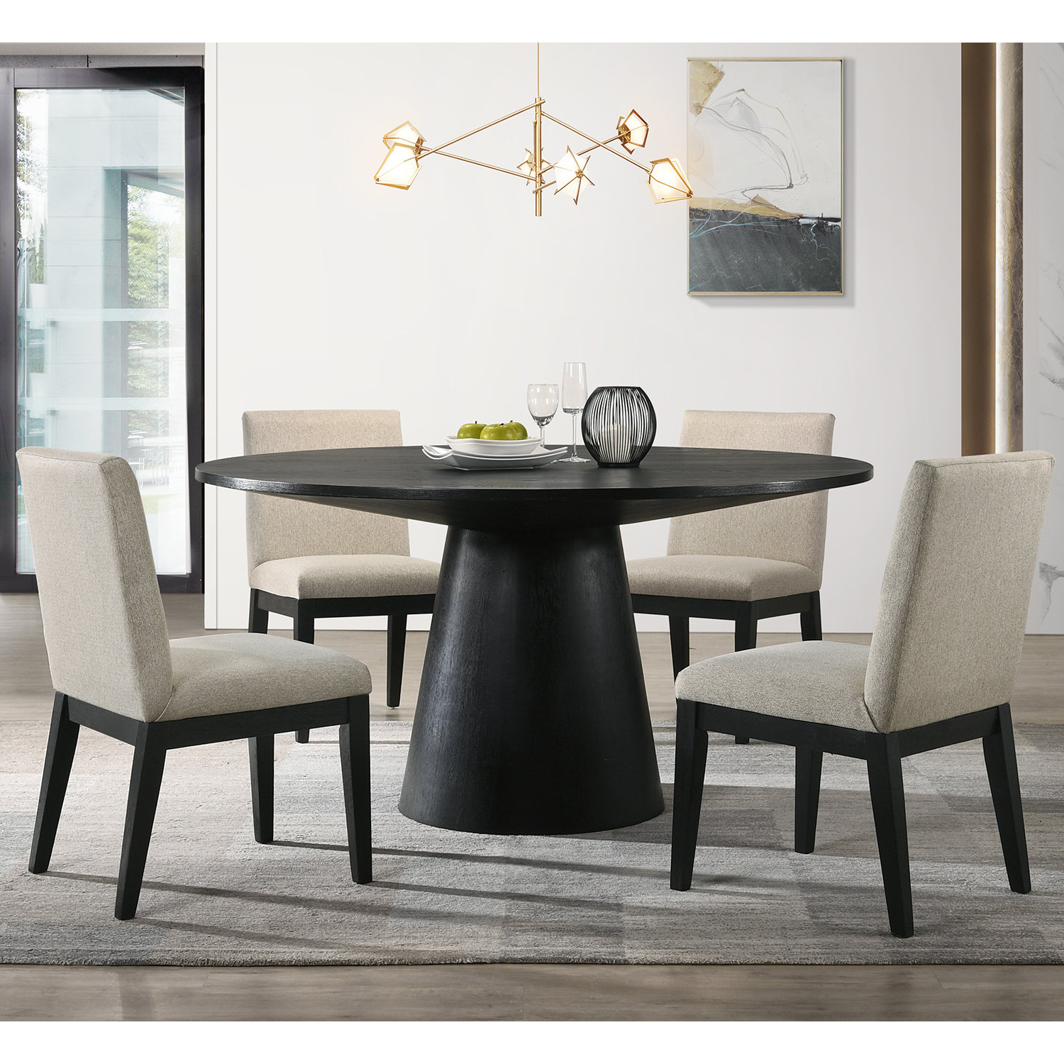 Latitude Run® 5 Piece 47-Inch Wide Dining Table Set In Ebony Black ...