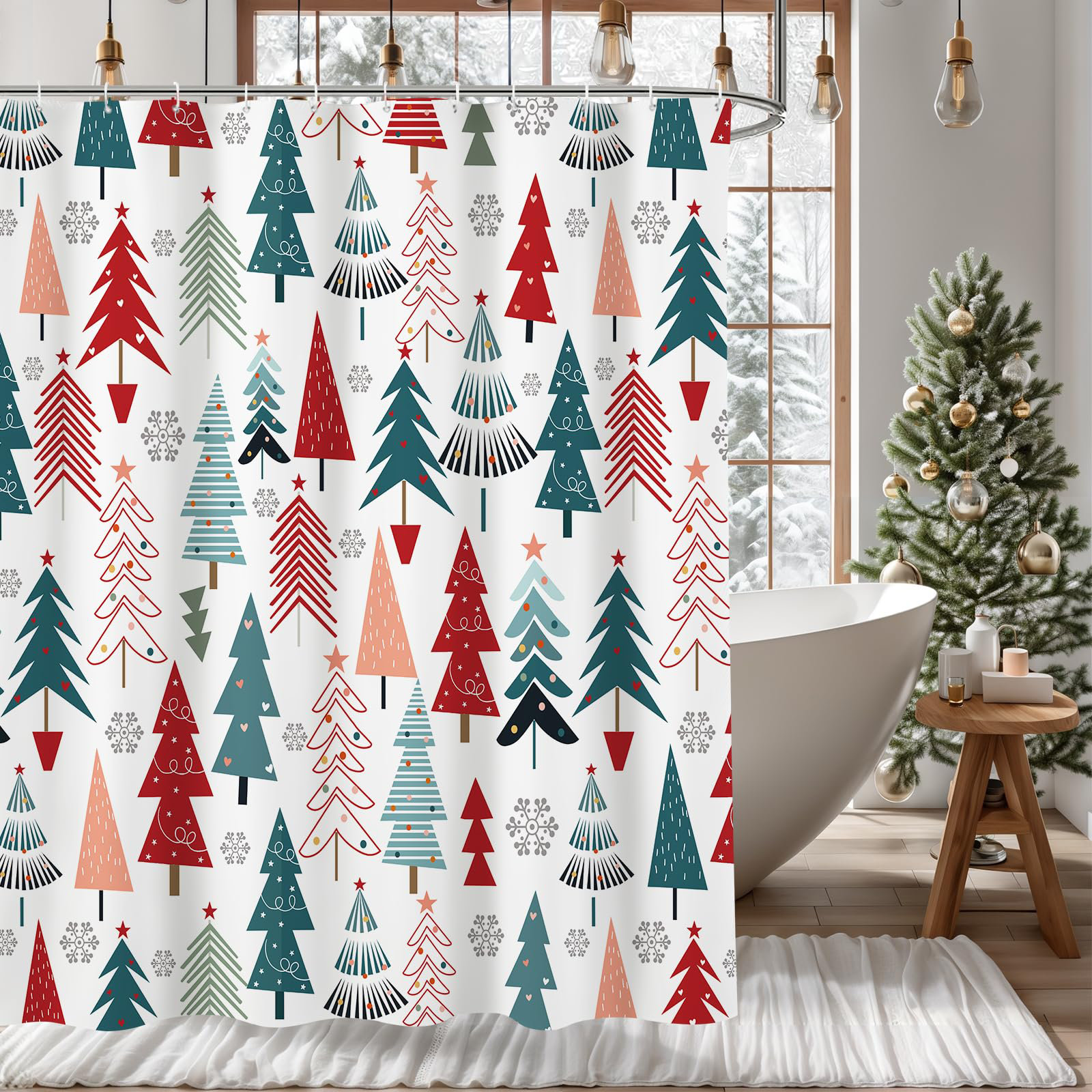 The Holiday Aisle® Christmas Tree Shower Curtain | Wayfair