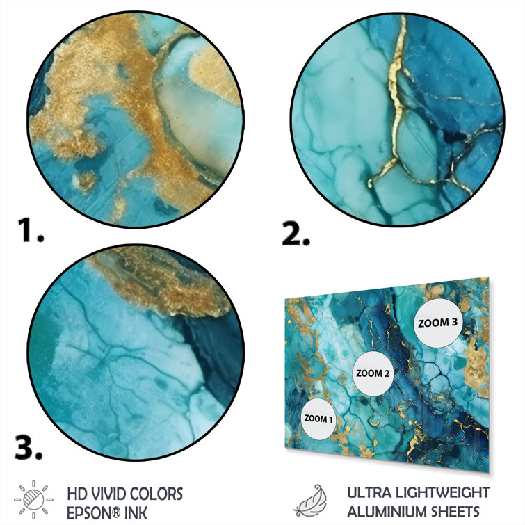 Mercer41 Turquoise Luxury Abstract Fluid Art VII - Fractals Metal Wall ...