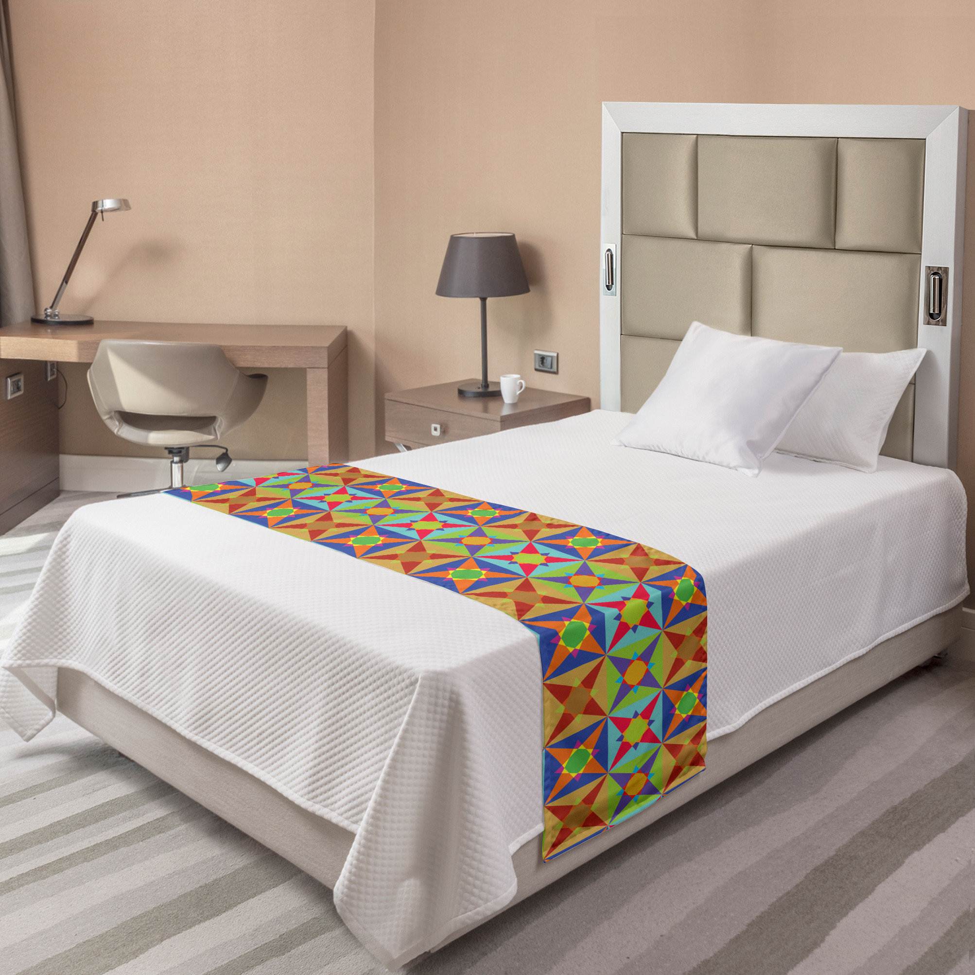 Ambesonne Modern Bed Runner Colorful Quirky Design Art Multicolor | Wayfair