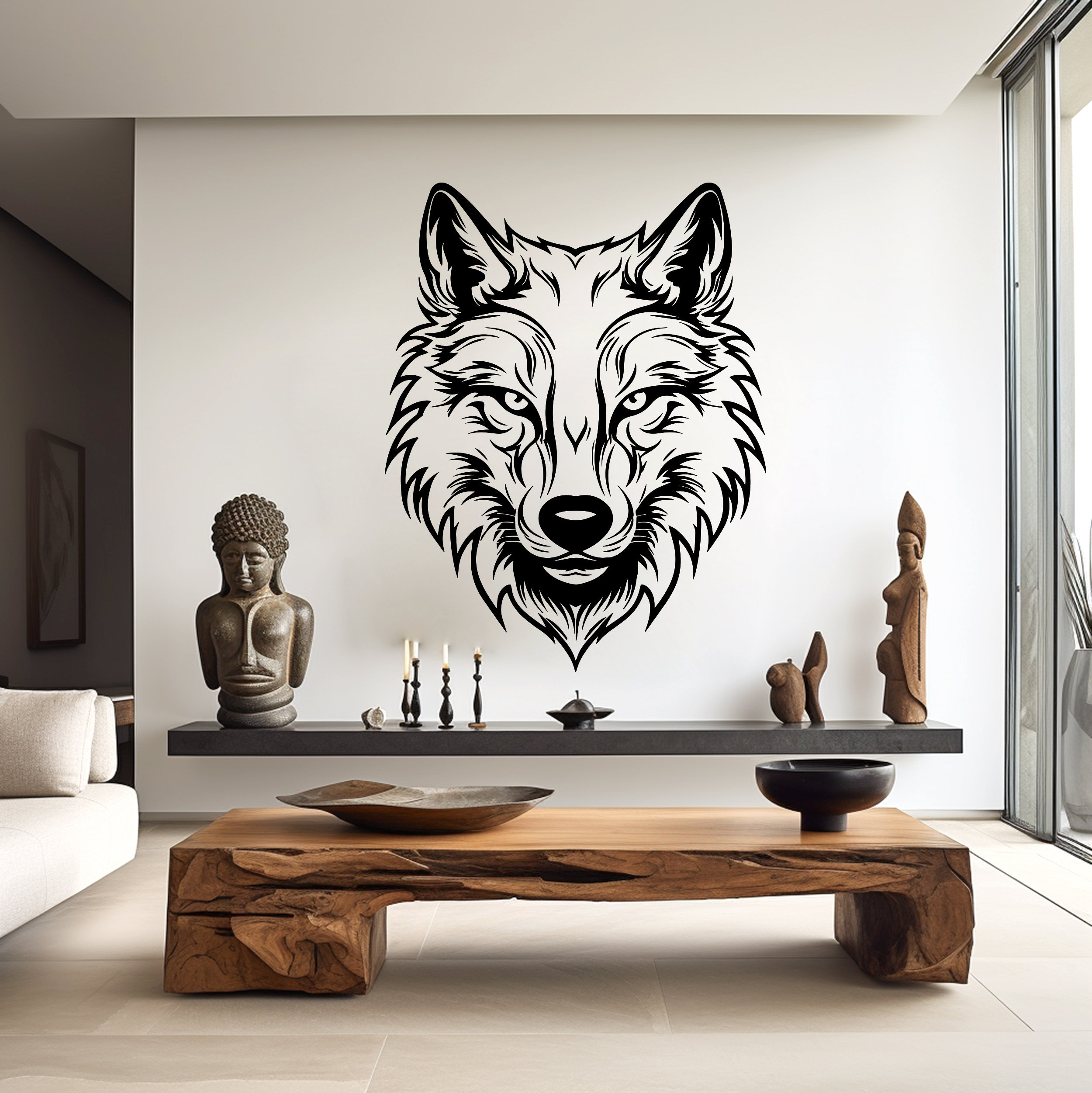 Millwood Pines wolf head wall sticker wolf decal | Wayfair