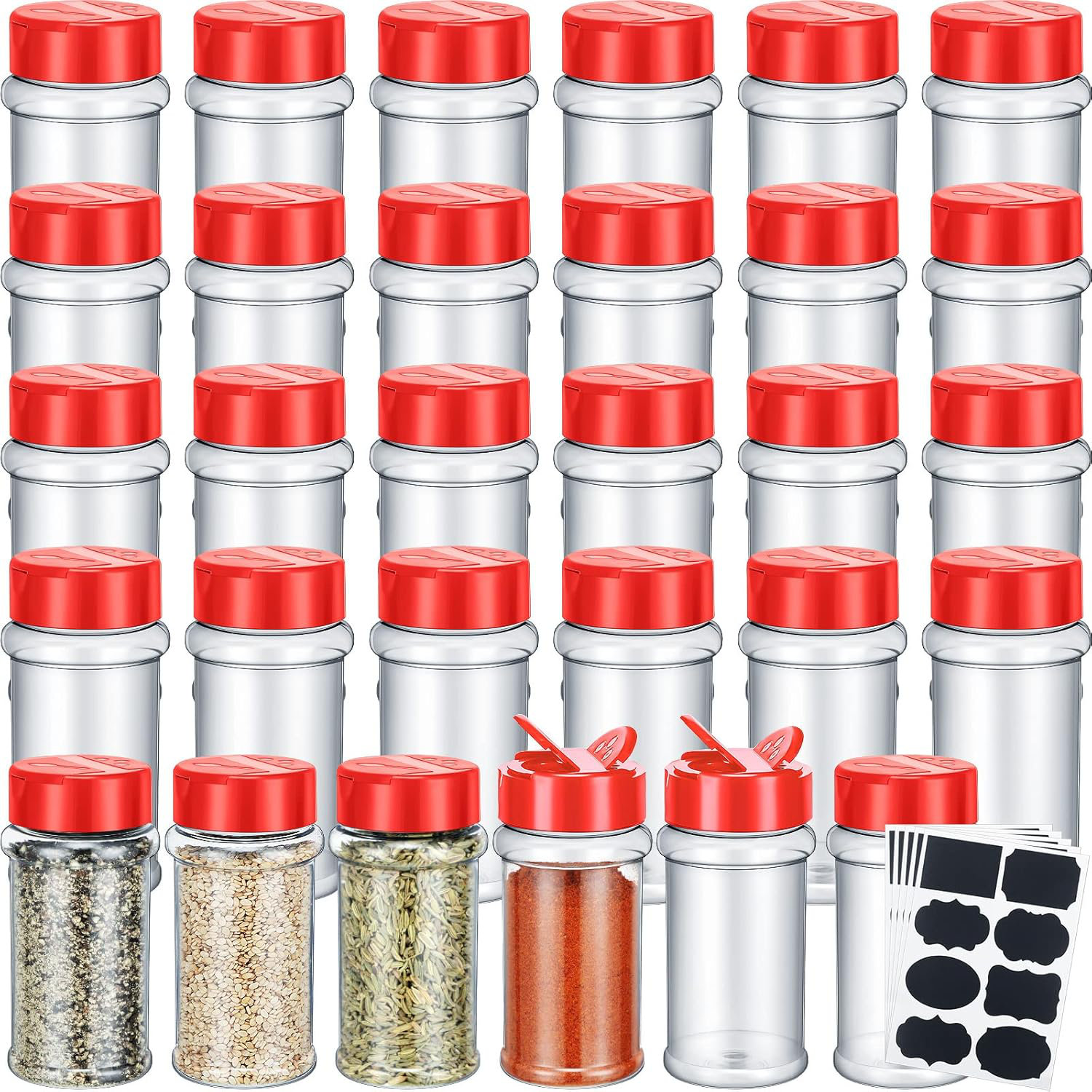 Prep & Savour 36 Pack 3 Oz Clear Plastic Spice Jars With Label And ...