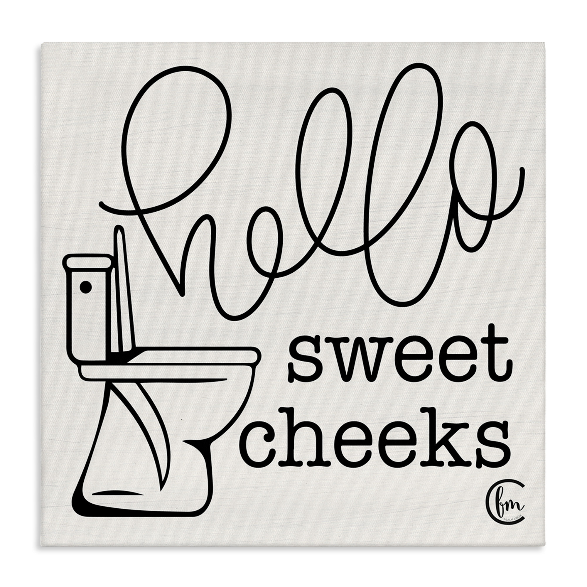 Wade Logan Toilet Hello Sweet Cheeks Black and White Curly Script ...