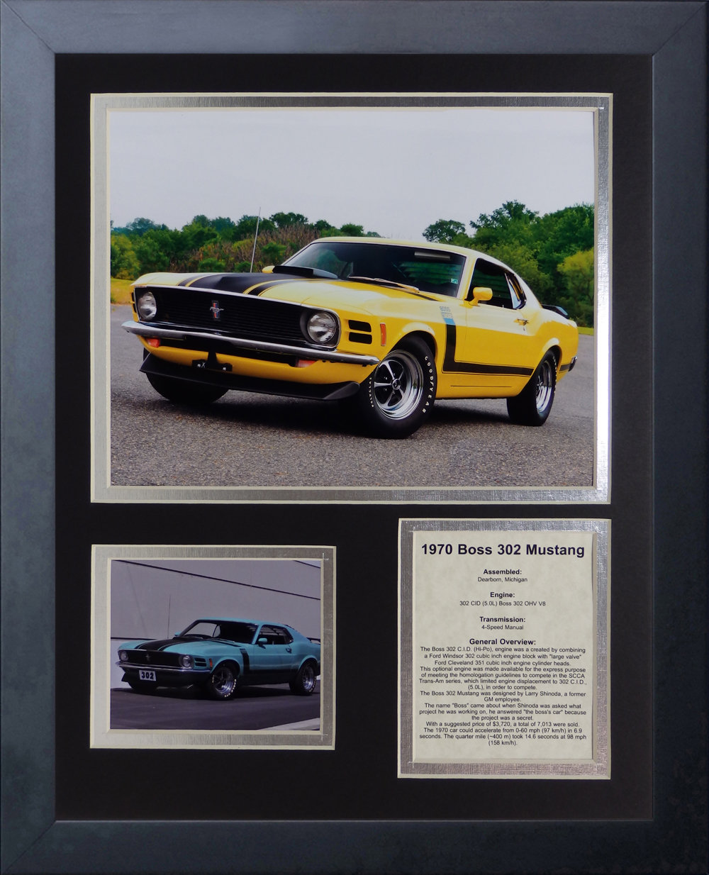Legends Never Die 1970 Ford Mustang Boss 302 Framed Memorabilia ...