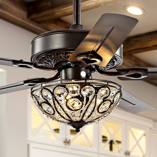 Rosdorf Park 48" Chicago 5 - Blade Crystal Ceiling Fan with Remote ...