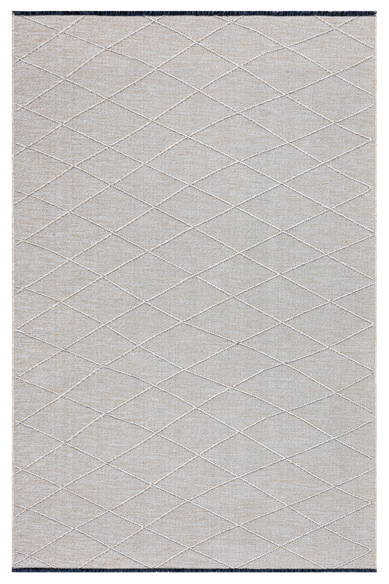 Lofy Geometric Machine Woven Cotton Indoor / Outdoor Area Rug in Beige ...
