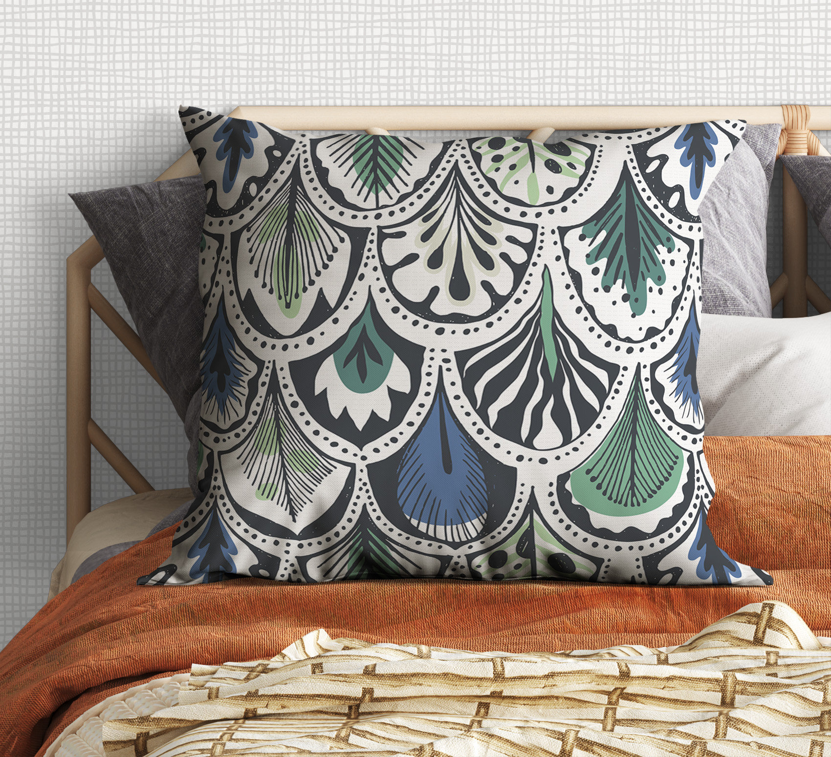 Madison Renee Throw Pillow Feathers Floral Indoor/Outdoor Reversible ...