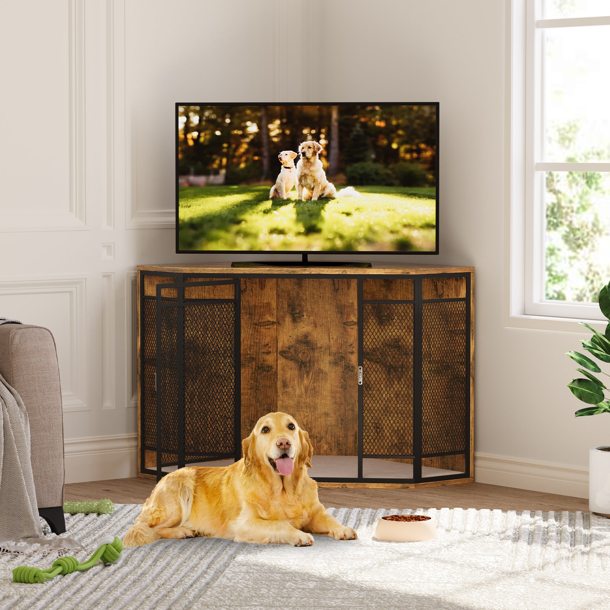 Archie & Oscar™ Frodsham Corner Dog Crate Furniture With Mesh & Reviews ...