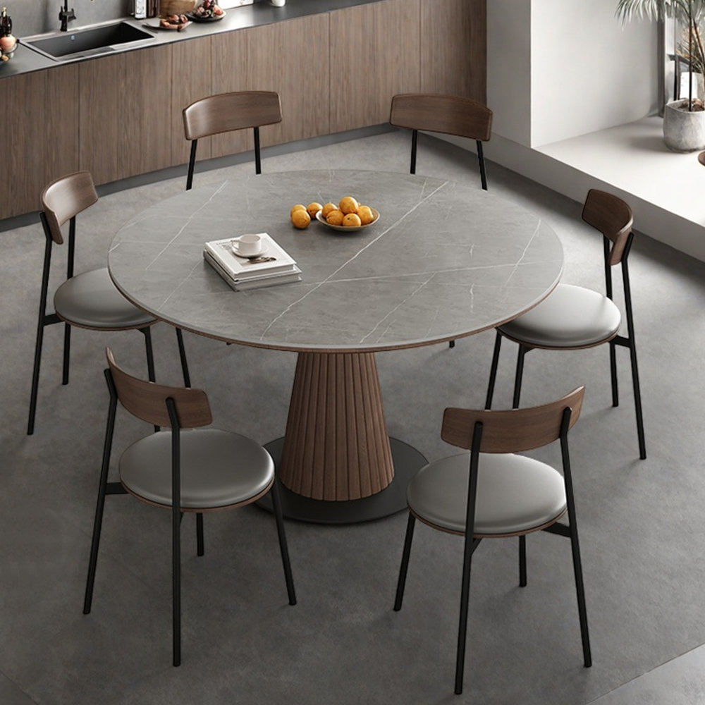 Elamer Italian style high-end round dining table set | Wayfair