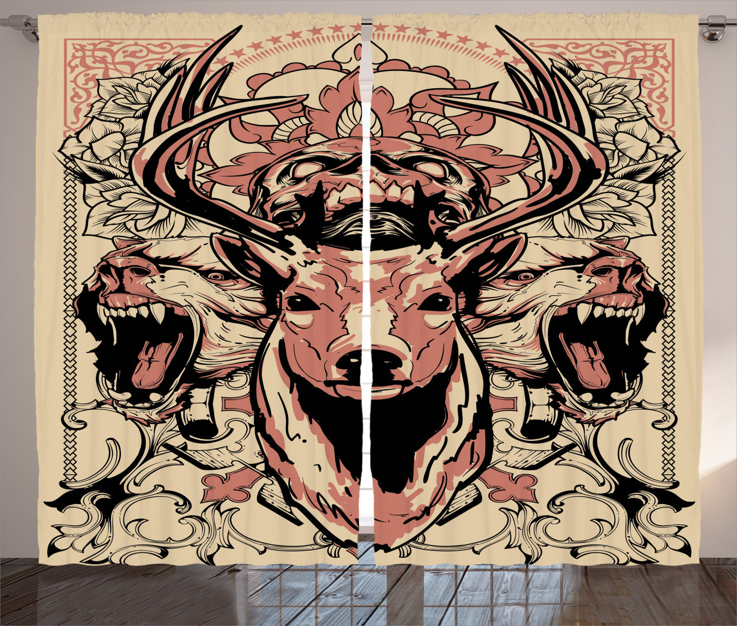 East Urban Home Deer Semi-Sheer Rod Pocket Curtain Panels | Wayfair