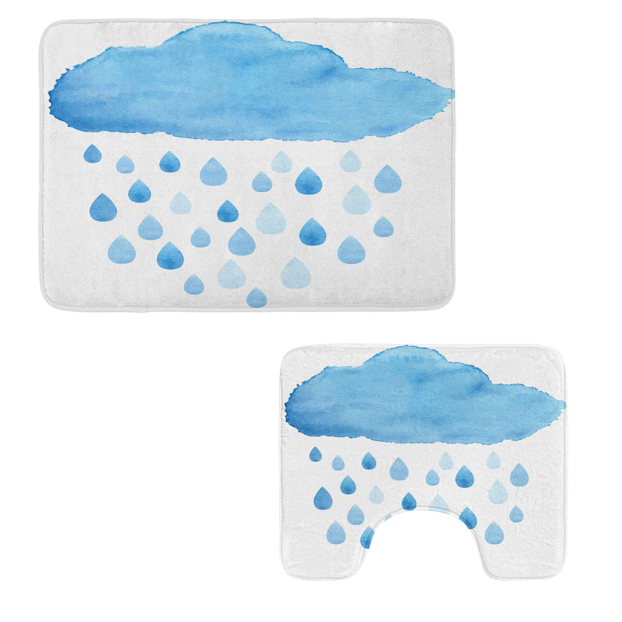 East Urban Home Blue White Bathroom Rug Set 2 Pieces Rectangle ...