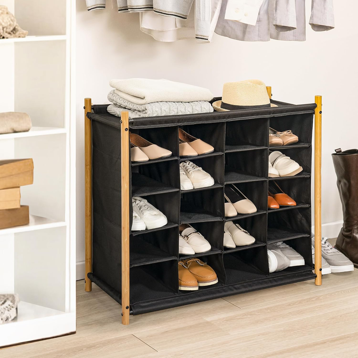 Latitude Run® Shoe Cubby With Bamboo Frame, 5-Tier 20 Pairs Free ...
