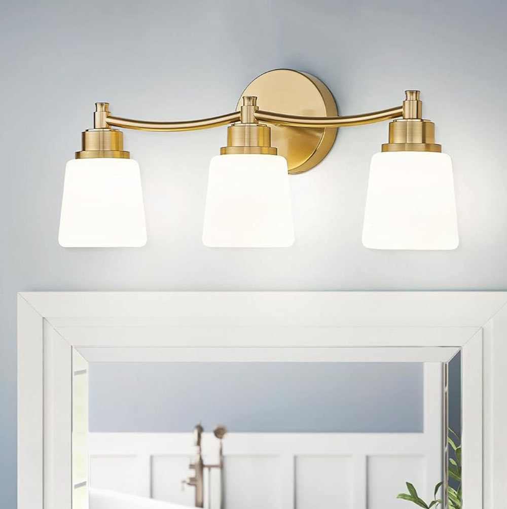 Mercer41 Brushed Gold Vanity Light, Modern Led Bathroom Light Fixtures ...