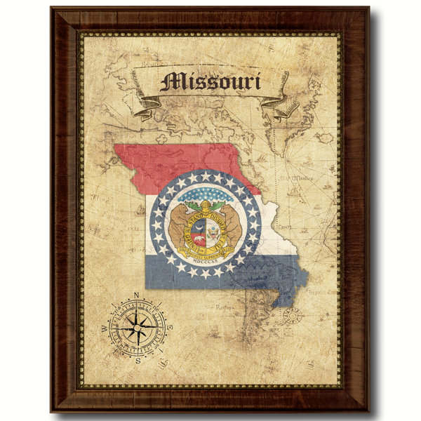 Trinx Missouri State Vintage Map Flag Canvas Print Picture Frame Gifts ...
