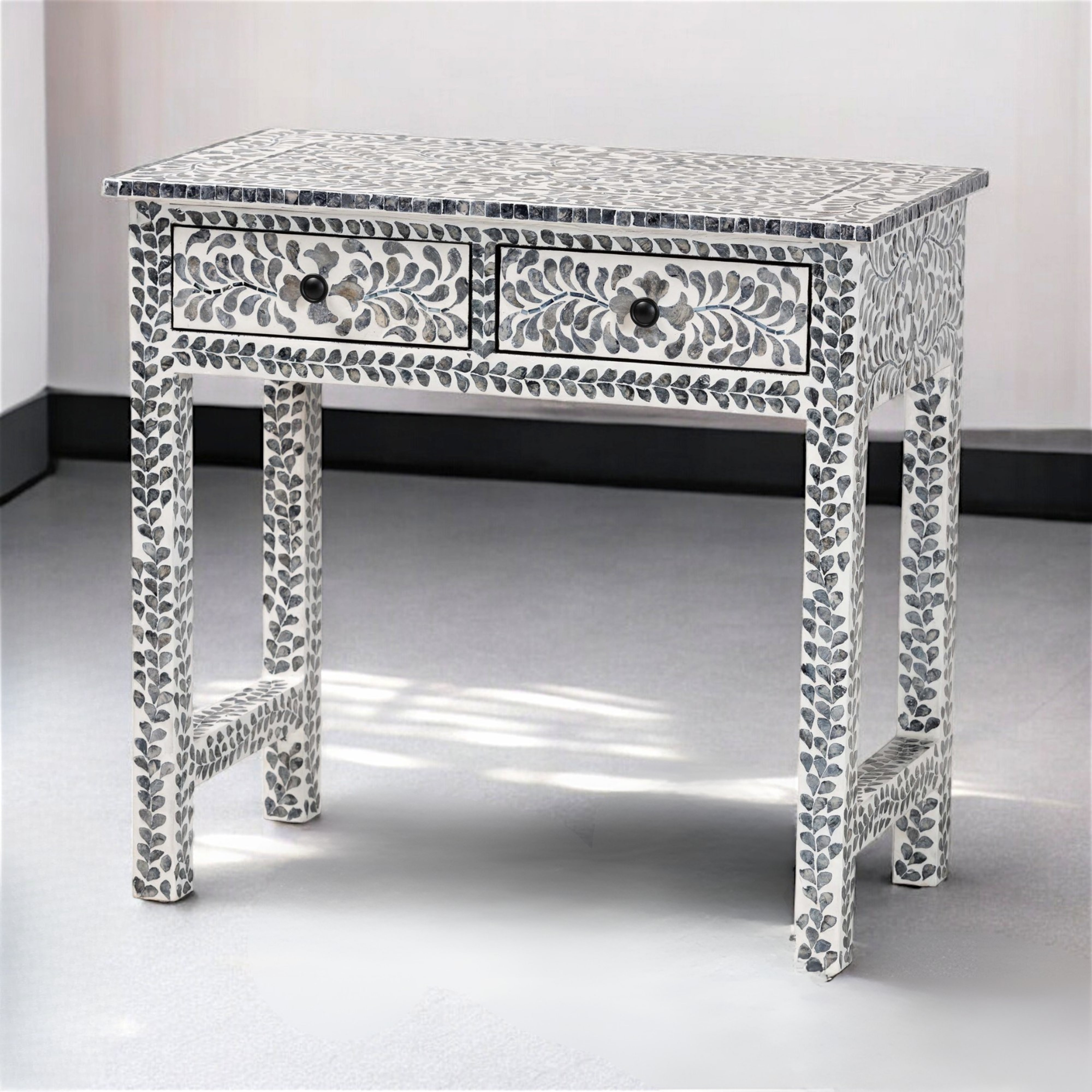 Lark Manor™ Raki 2-drawer Console Table in Mother of Pearl Capiz Shell ...