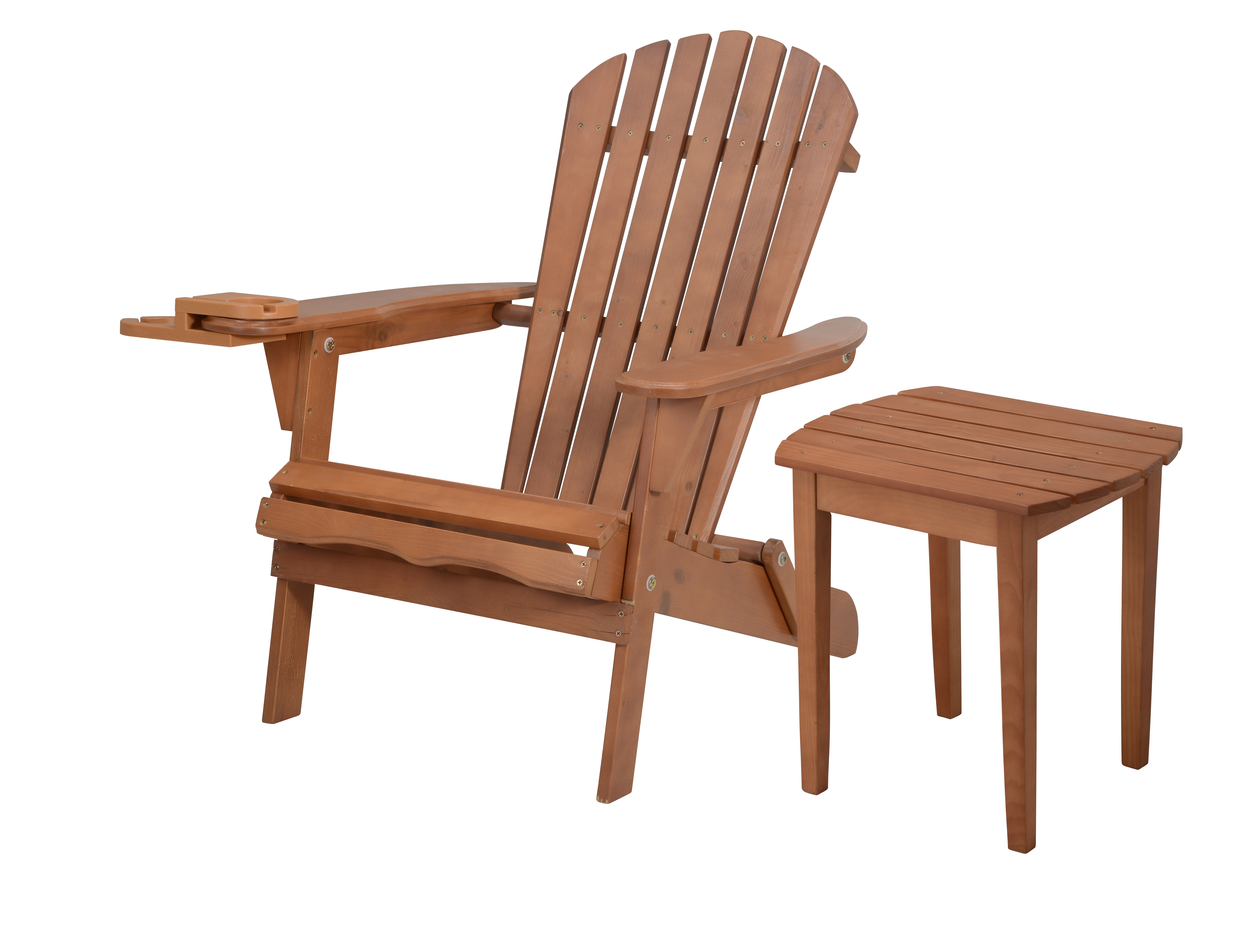 Rosecliff Heights Ayonah Solid Wood Folding Adirondack Chair with Table ...