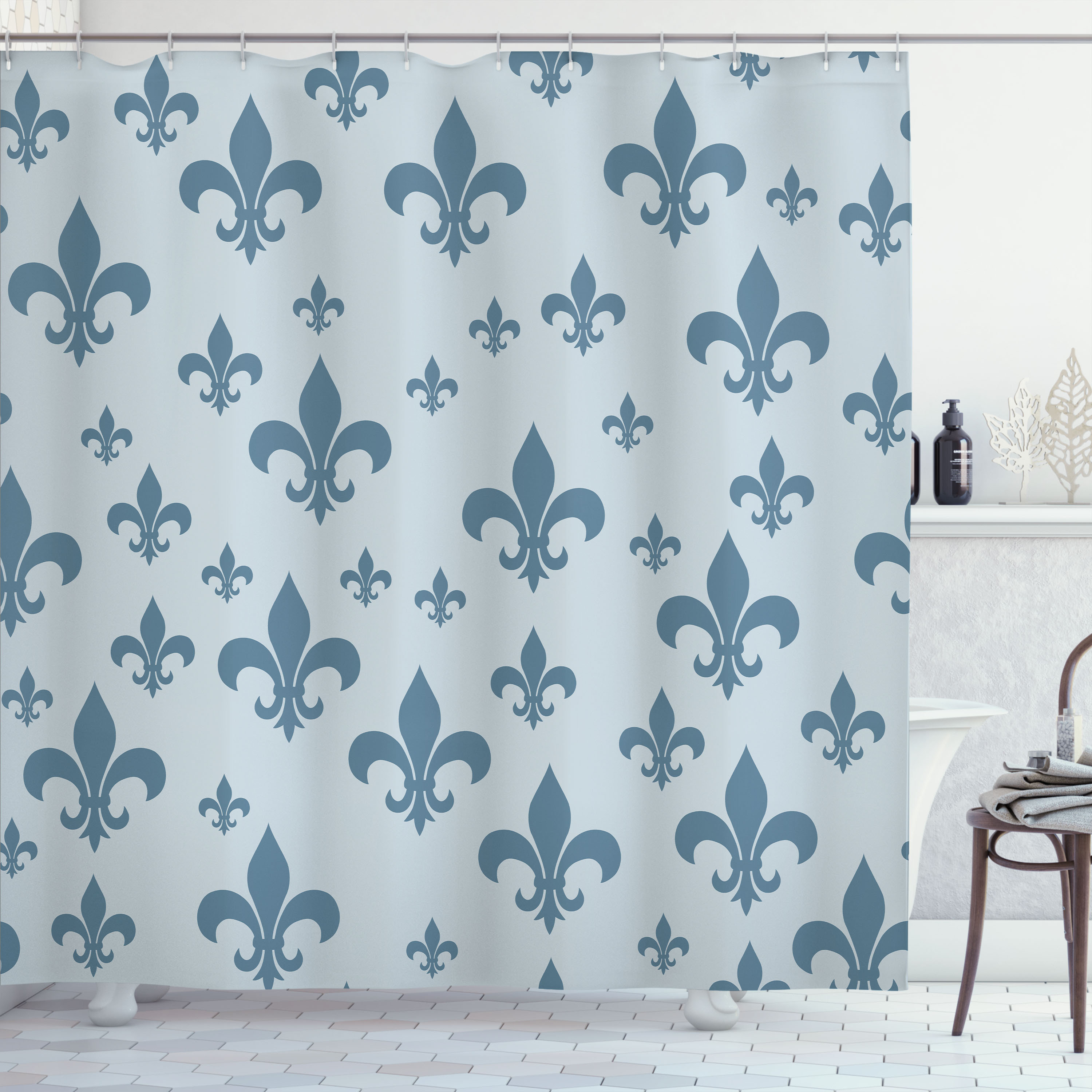 Ambesonne Fleur De Lis Shower Curtain Lily Pattern Retro Art 69"W | Wayfair