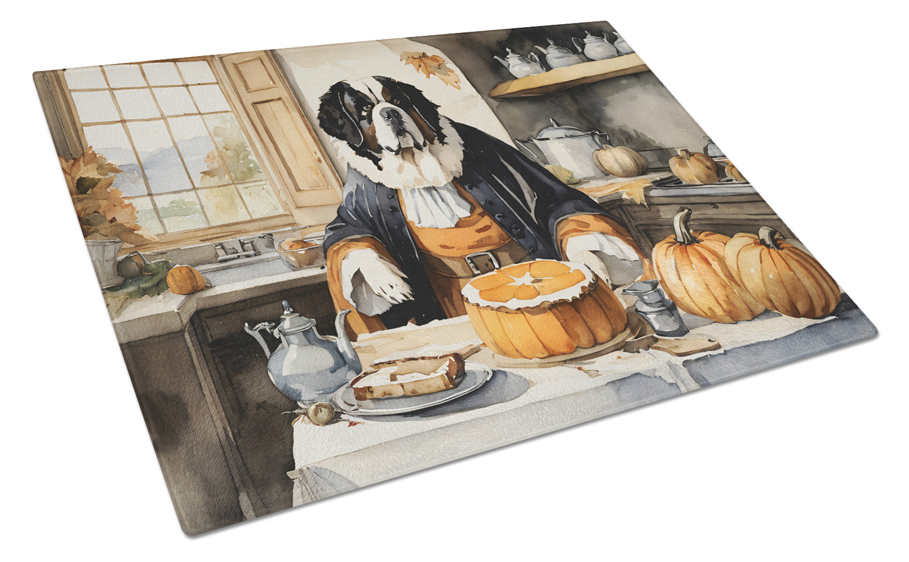 Caroline's Treasures Saint Bernard Fall Kitchen Pumpkins Glass Cutting ...